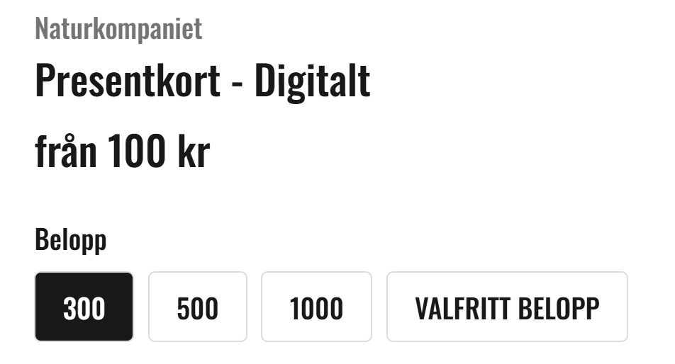 Köpa digitalt presentkort – Naturkompaniet